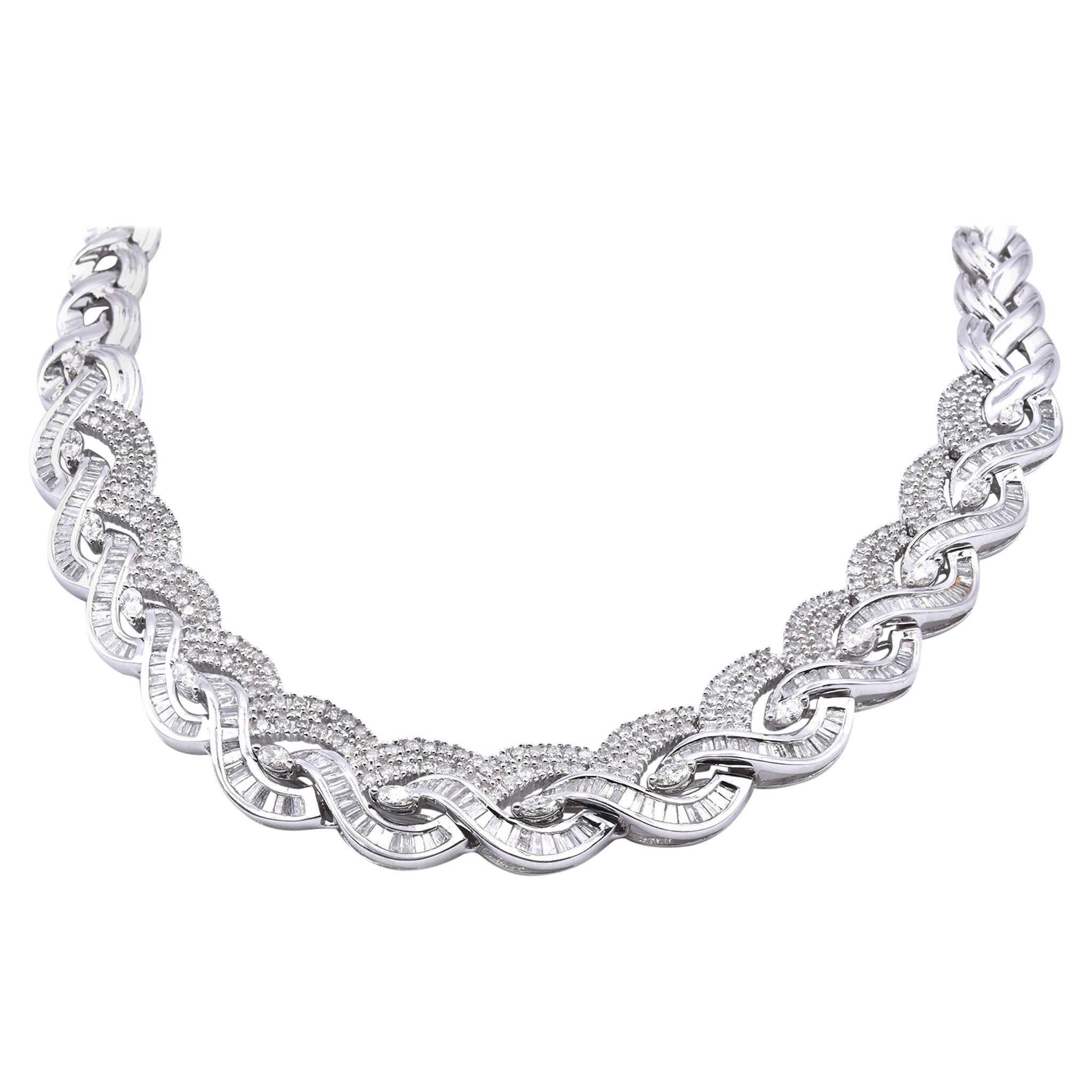 Diamond and White Gold Collar Necklace at 1stDibs
