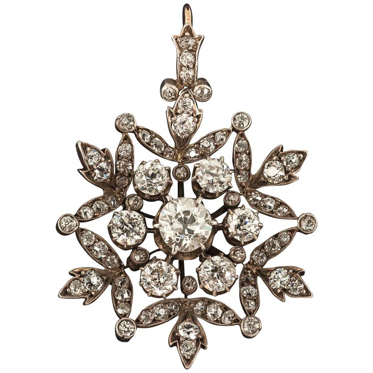 19th century diamond snowflake brooch pendant at 1stDibs