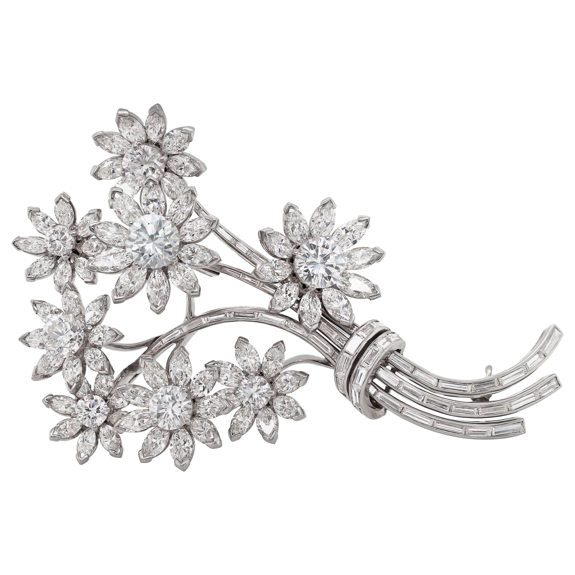 Diamond Gold Flower Bouquet Brooch For Sale At 1stdibs