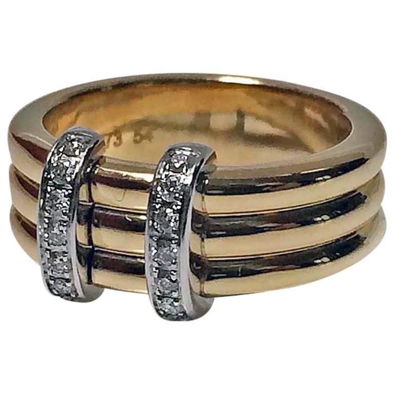 Omega Diamond Gold Band Ring, 1990s For Sale at 1stDibs