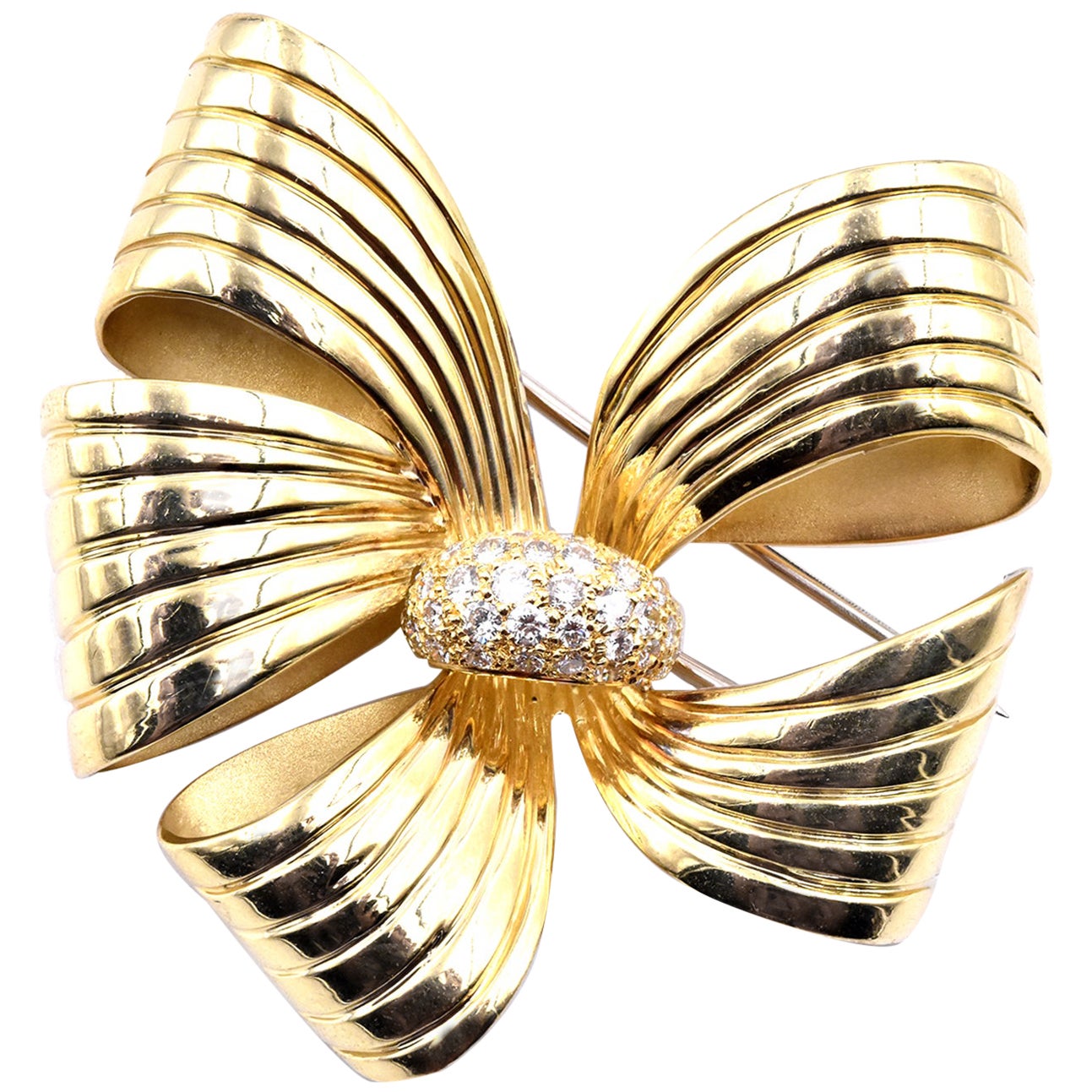 Vintage Frank J Golden 18 Karat Solid Gold Ribbon Bow Pin Brooch 'FJG ...