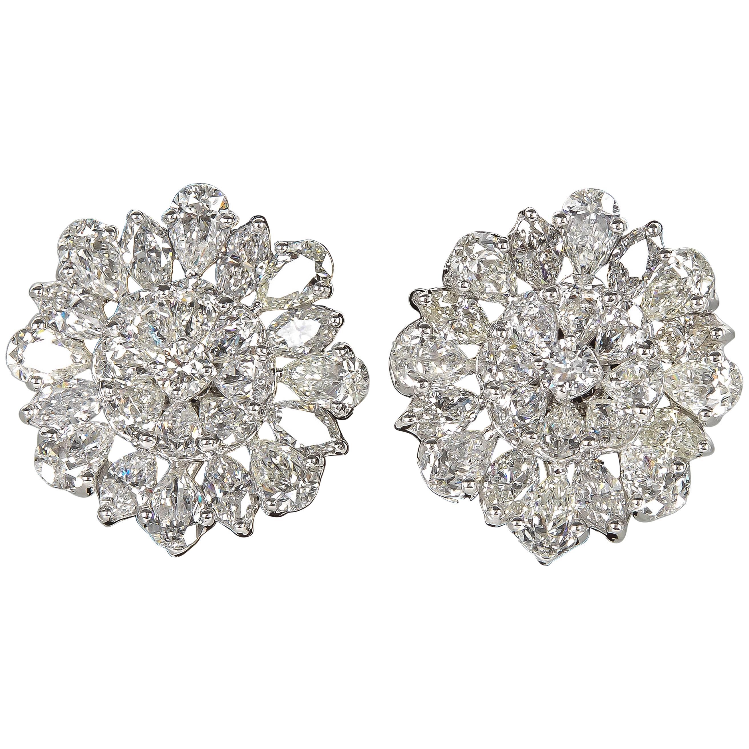 Important Diamond Platinum Button Earrings For Sale at 1stDibs