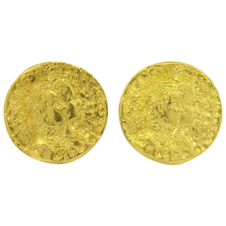 Rare Salvador Dali Gold Disc Coin Earrings at 1stDibs | salvador dali ...