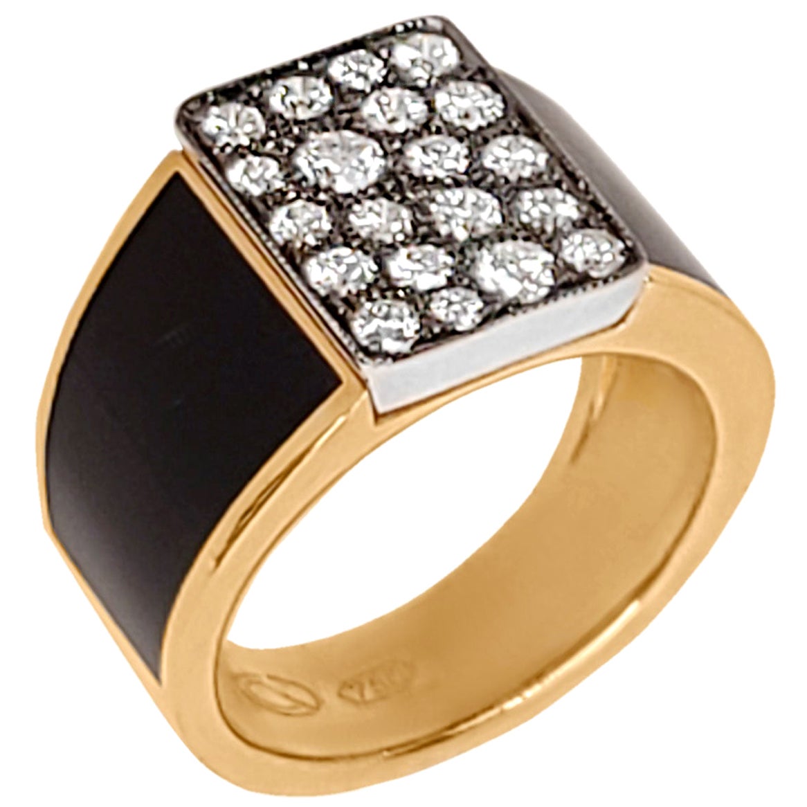 Black Enamel Cobble Stone Diamond Ring For Sale at 1stDibs