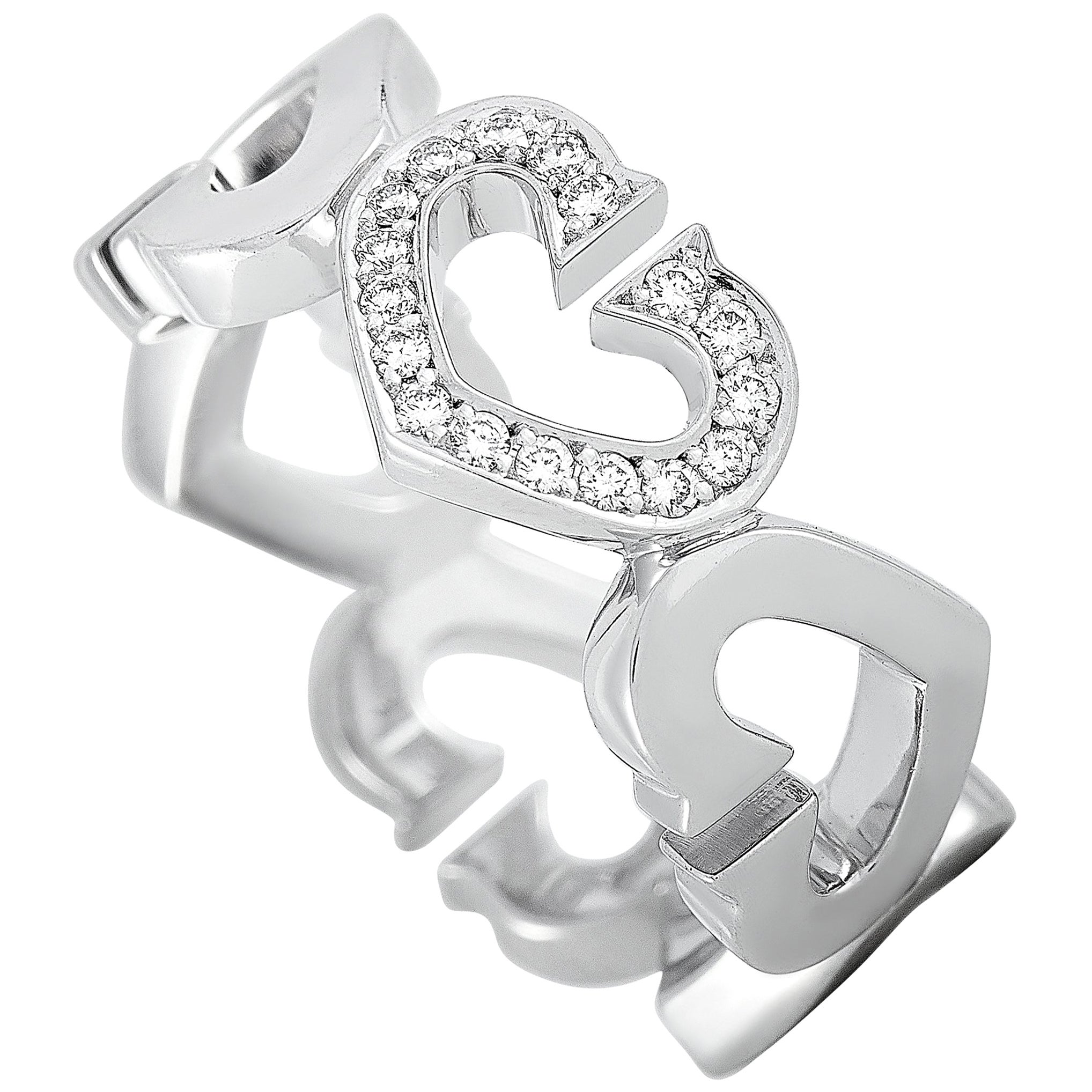 Cartier Infinity Heart Diamond Ring 18 Karat Yellow Gold For Sale at ...