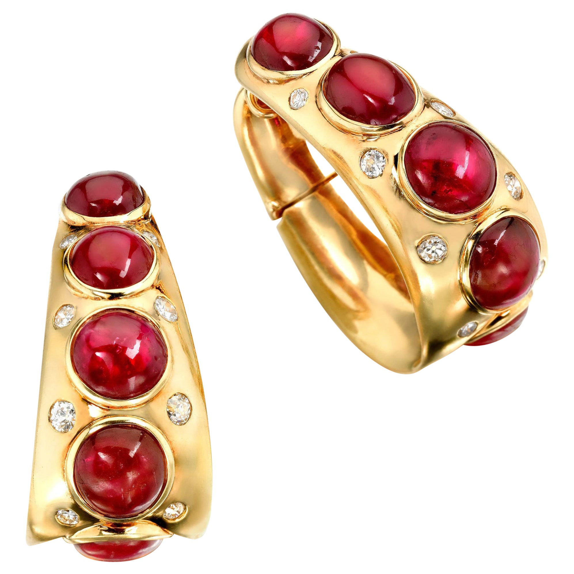 Burmese Ruby and Diamond Earrings at 1stDibs