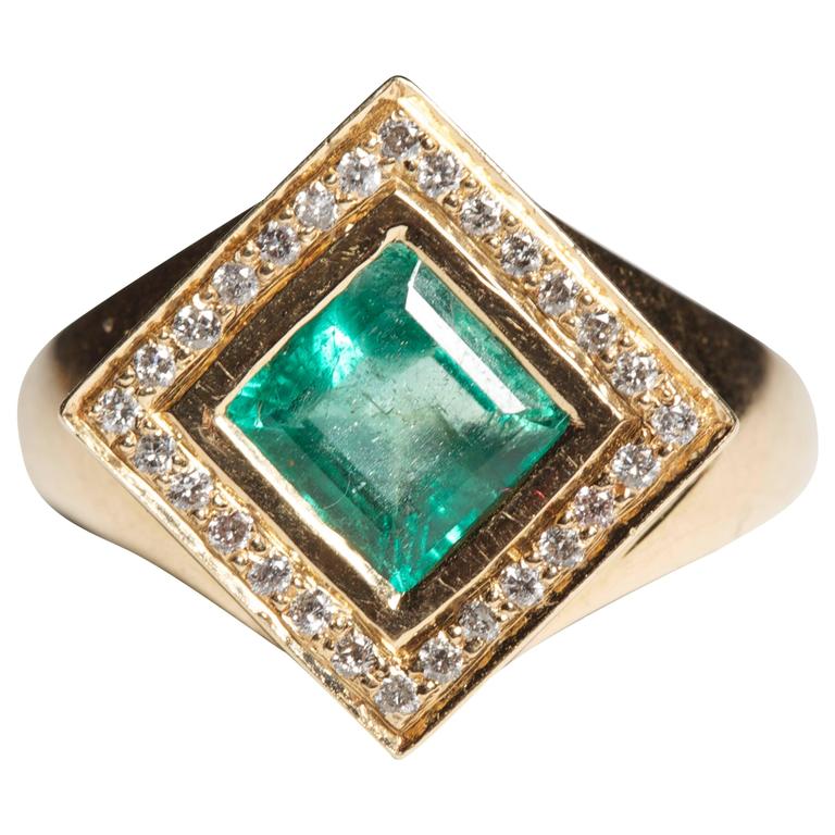 Emerald and Diamond Kite Ring at 1stDibs