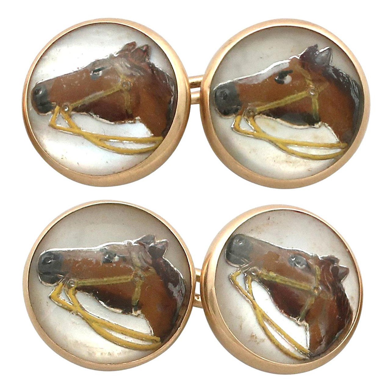 Essex Crystal Fox Hunting Cufflinks For Sale at 1stDibs