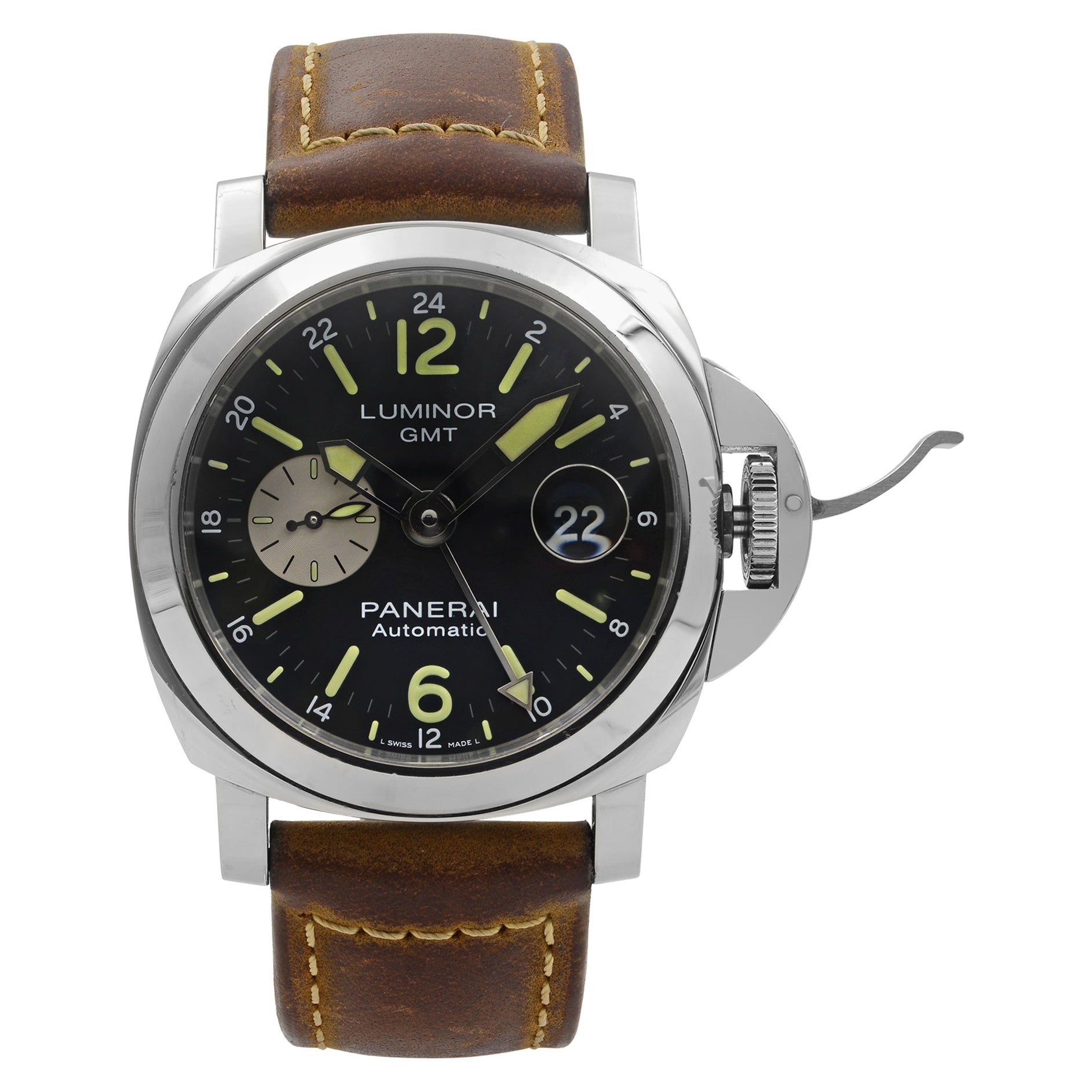 Panerai Firenze 1860 Luminor Stainless Steel Black Dial Watch at 1stDibs