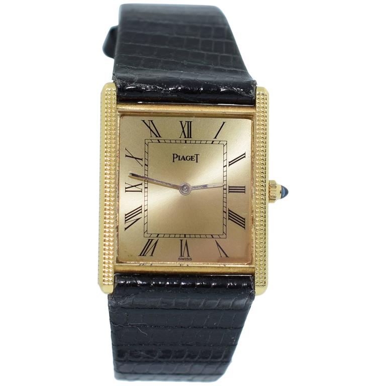 Piaget yellow gold Rectangular manual wind Dress Wristwatch at 1stDibs