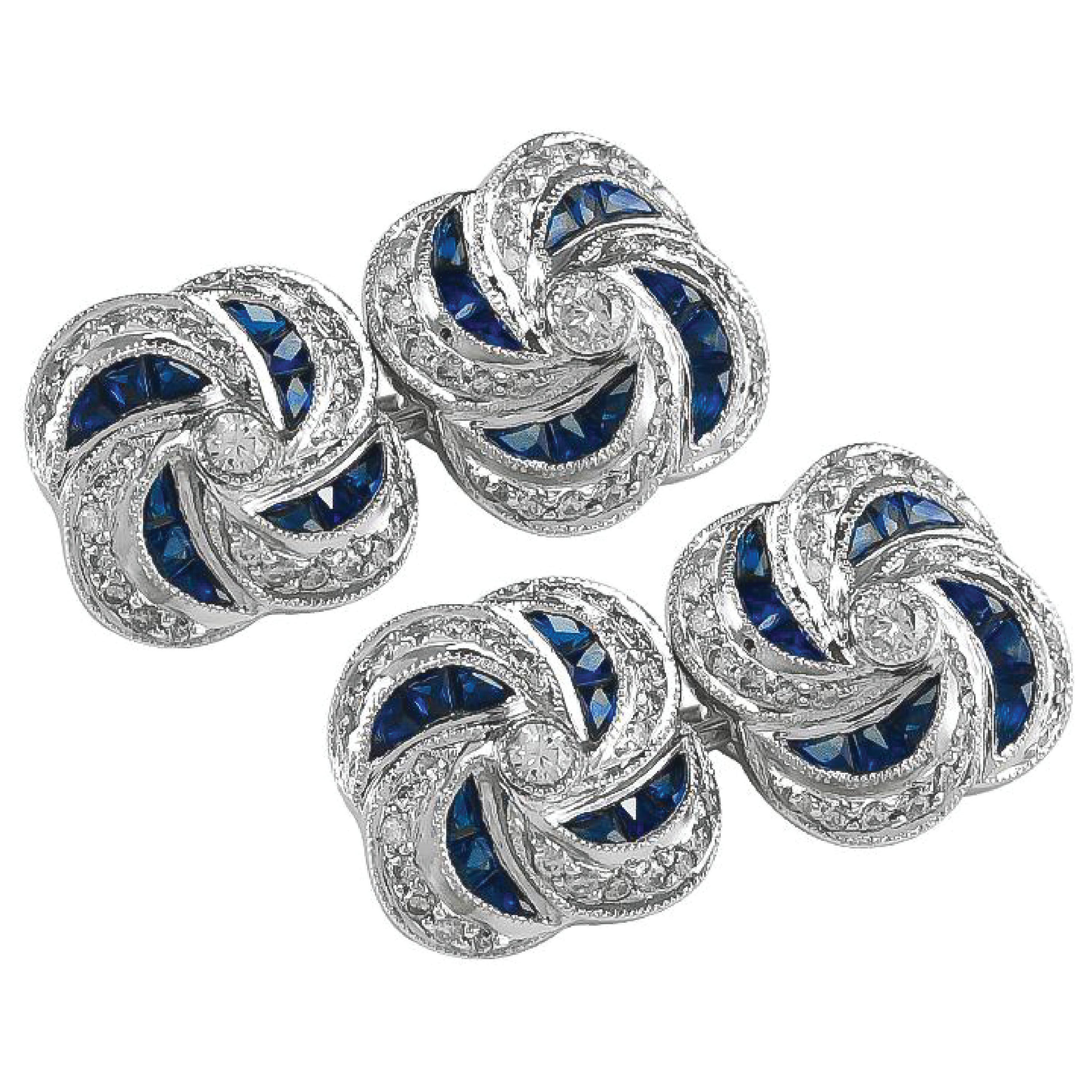 Gorgeous Platinum Diamond Cufflinks Accented by Rubies For Sale at 1stDibs