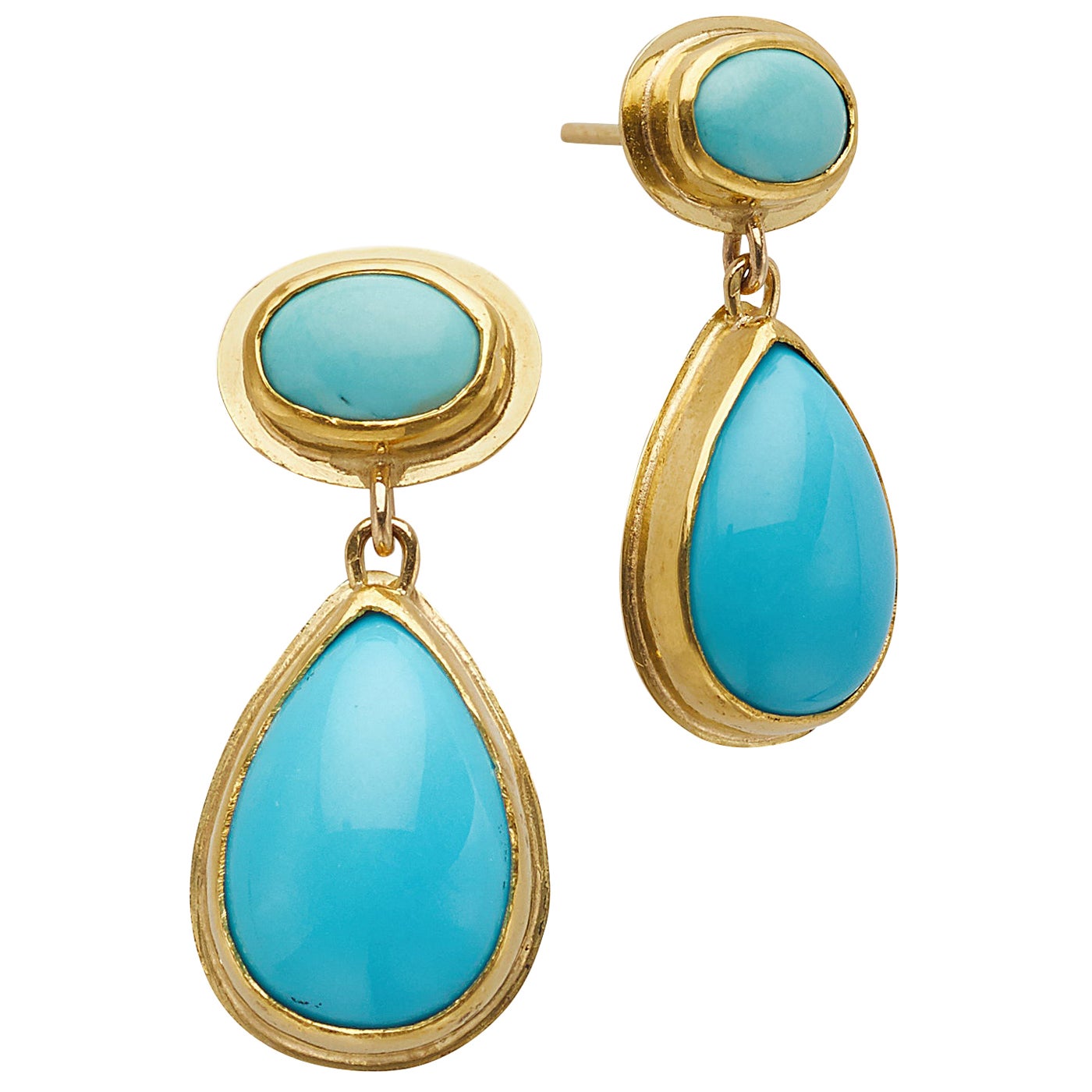 Luminous Turquoise Drop Earrings at 1stDibs