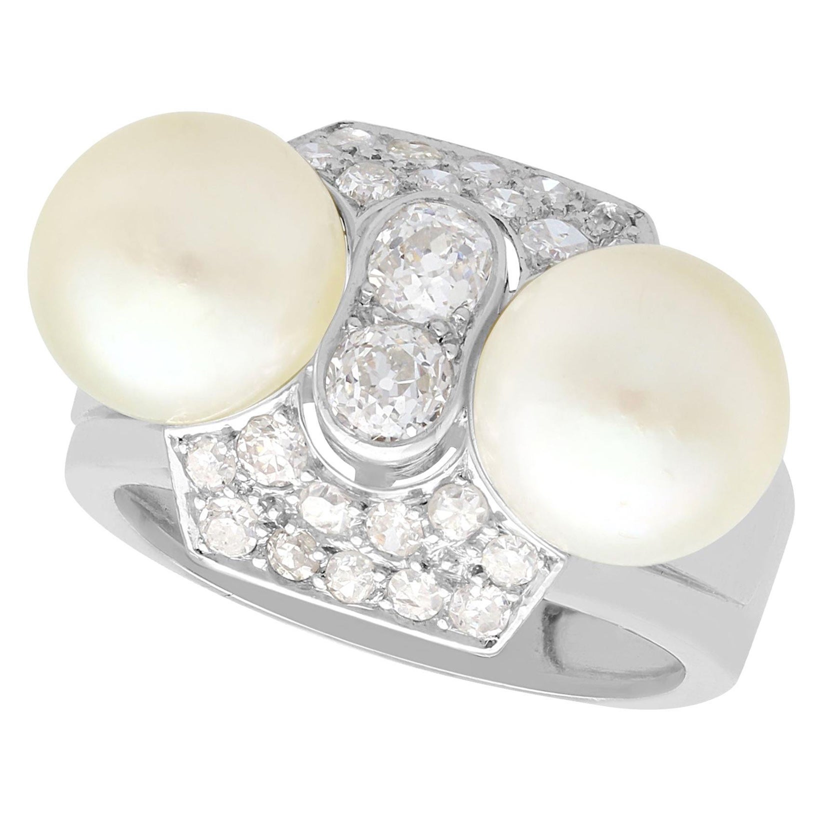 Mikimoto Art Deco Cultured Pearl Platinum Ring at 1stDibs