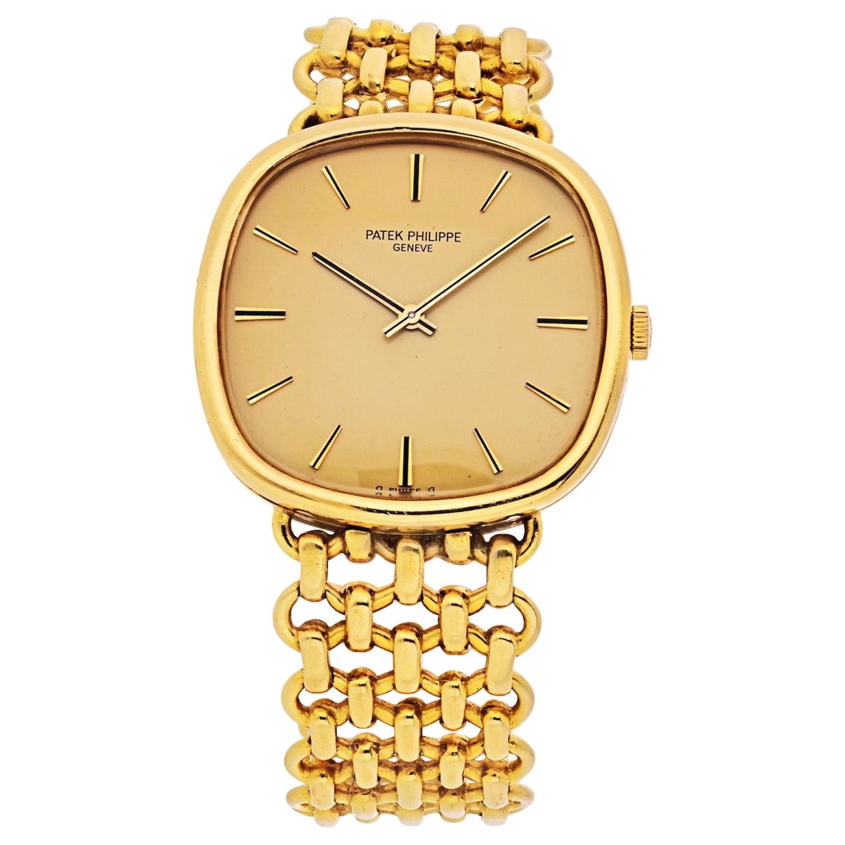 Patek Philippe 3857 18 Karat Yellow Gold Blue Dial Watch at 1stDibs