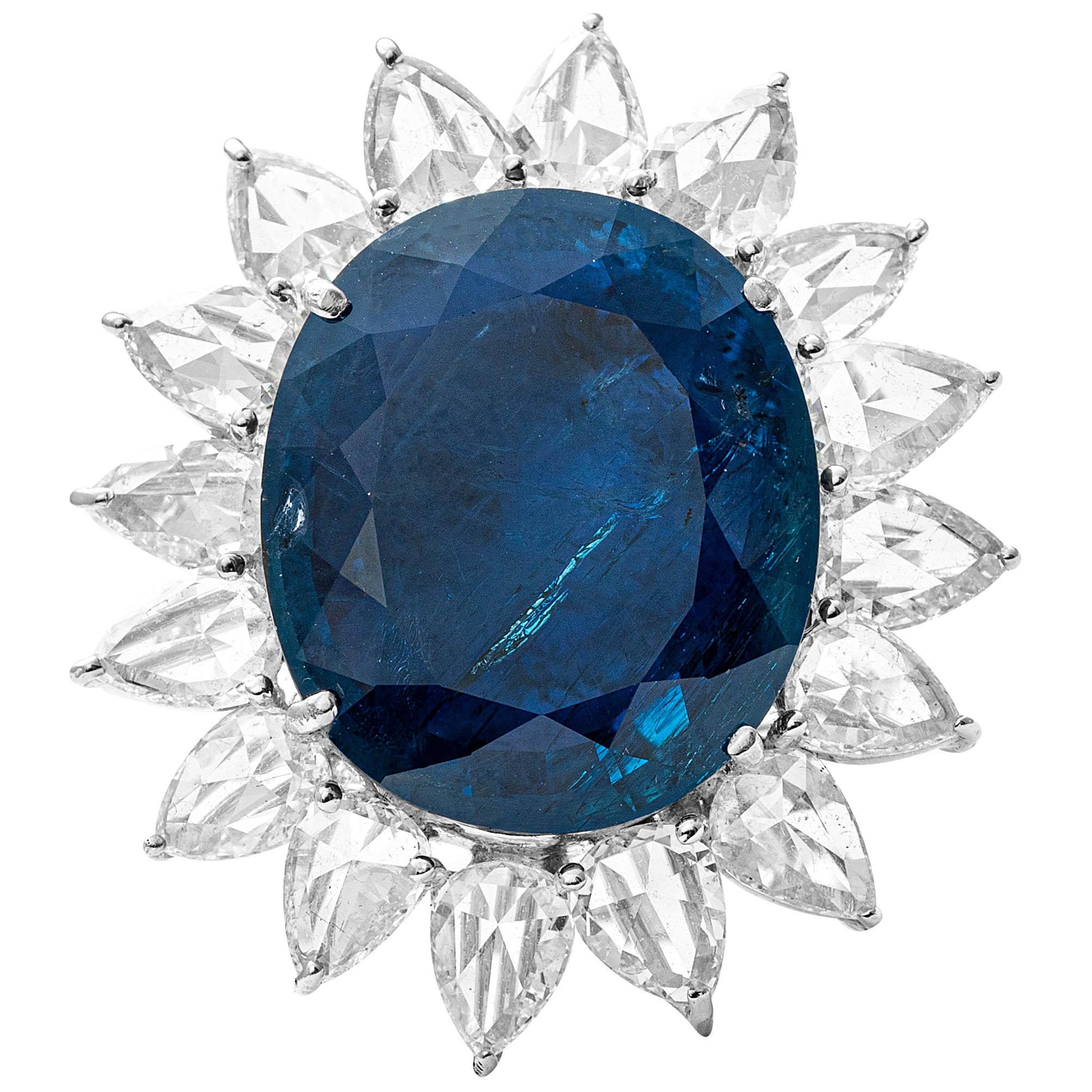 Sapphire 5.91 Ct Madagascar GRS Certified and Diamonds Palladium Ring ...