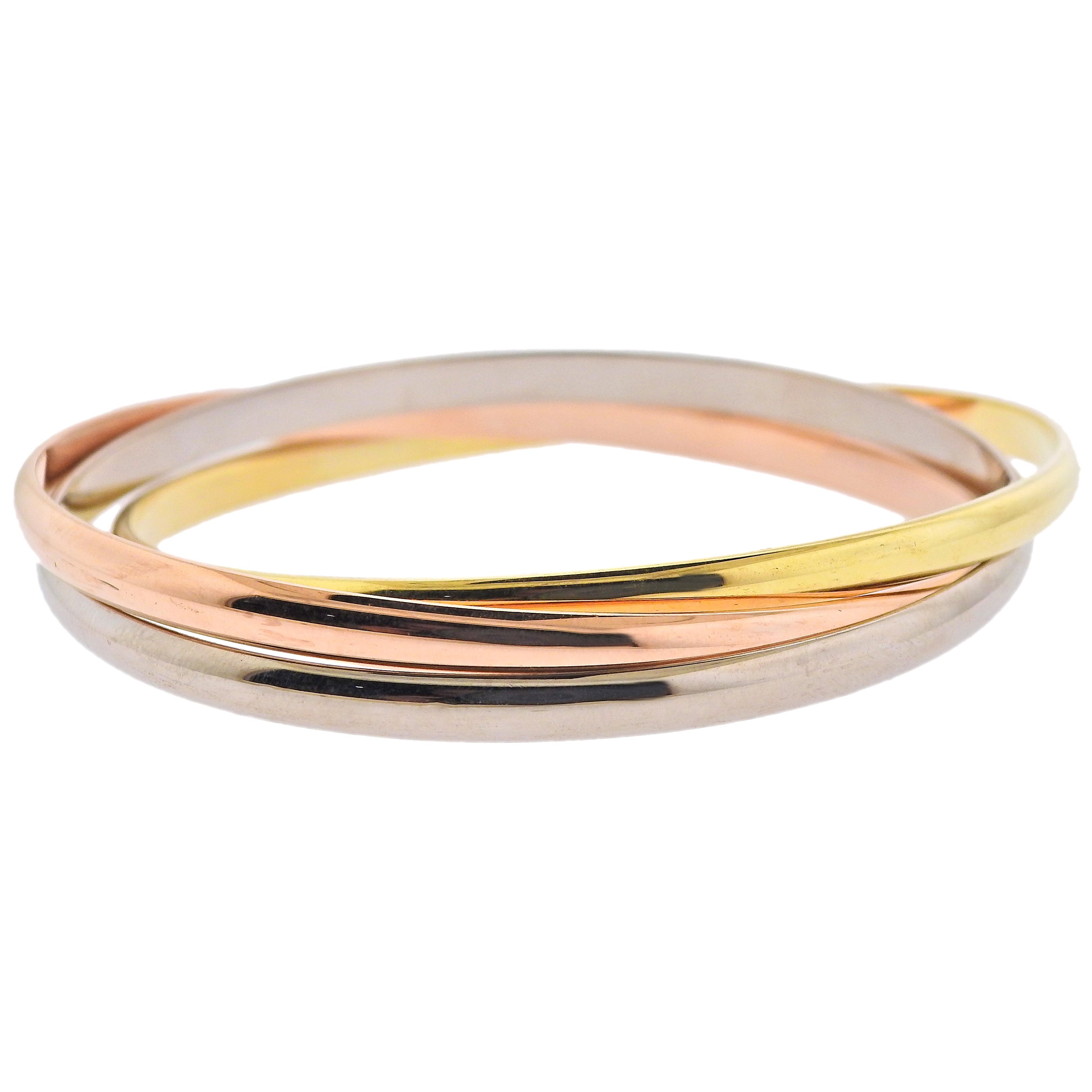 Cartier Trinity Tri Color Gold Bangle Bracelet, 1980 For Sale at 1stDibs