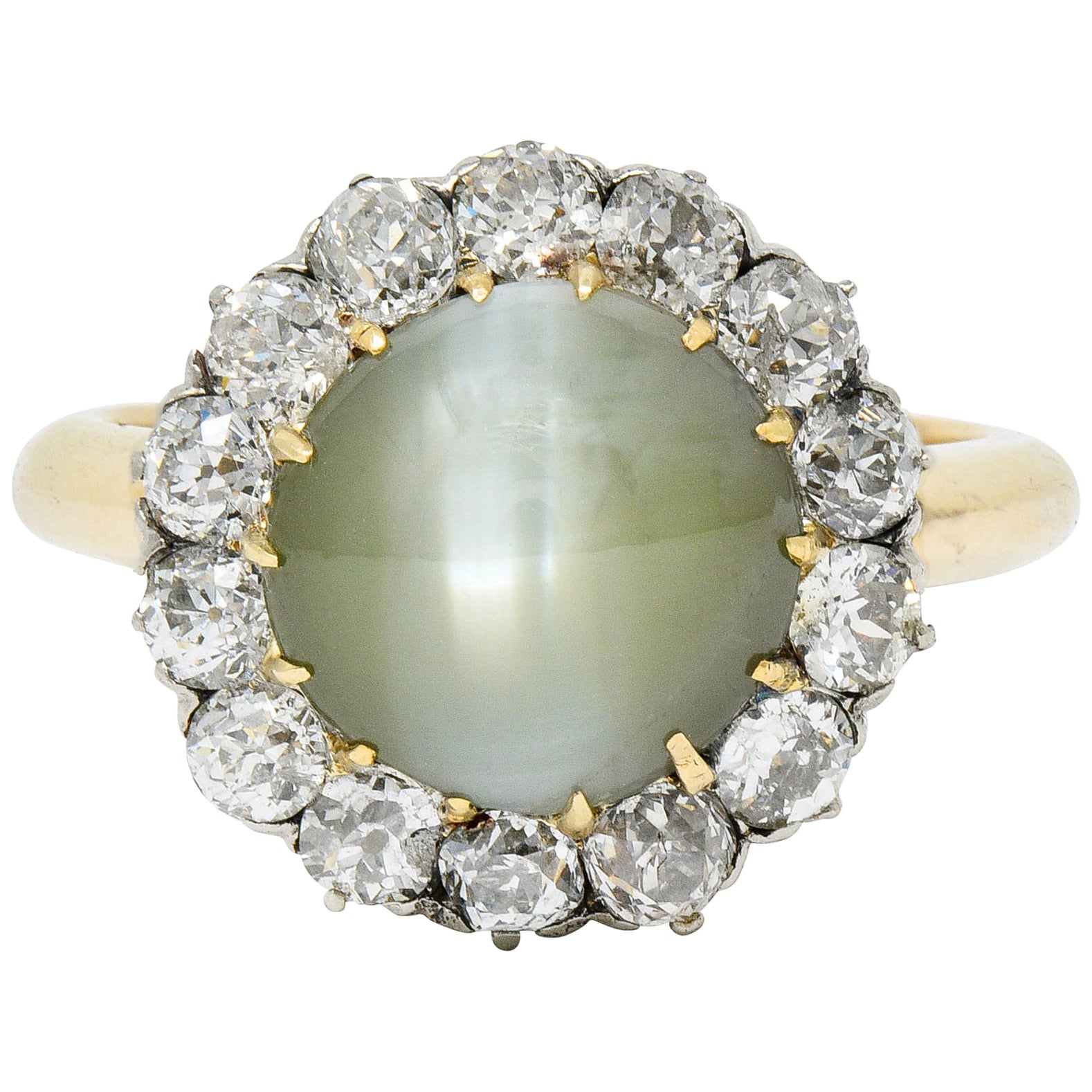 Diamond Owl Ring Vintage 14k Yellow Gold Cats Eye Chrysoberyl Eyes Fine ...