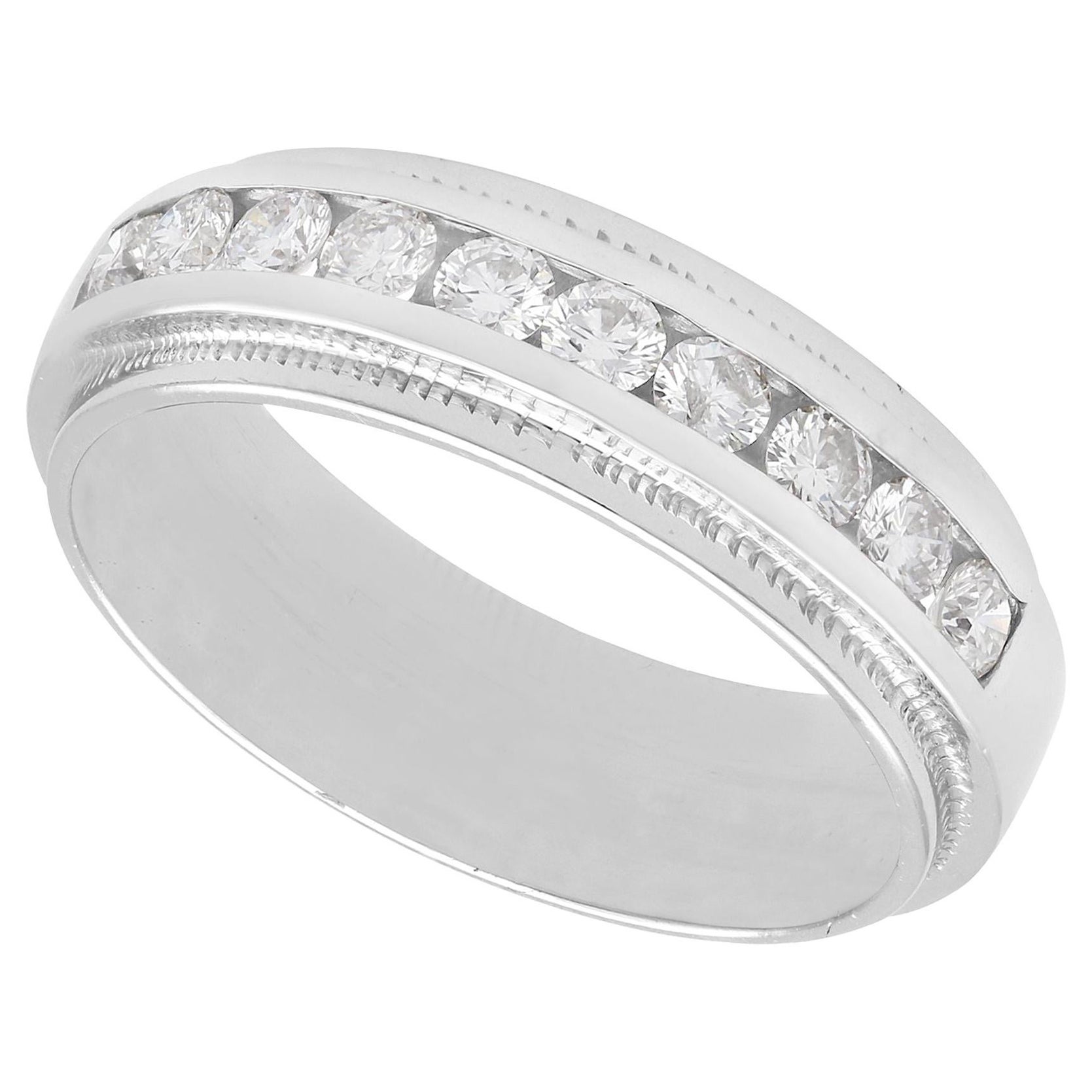 18 Karat White Gold Pave 1.10 Carat Diamond Wedding Band Eternity Ring ...
