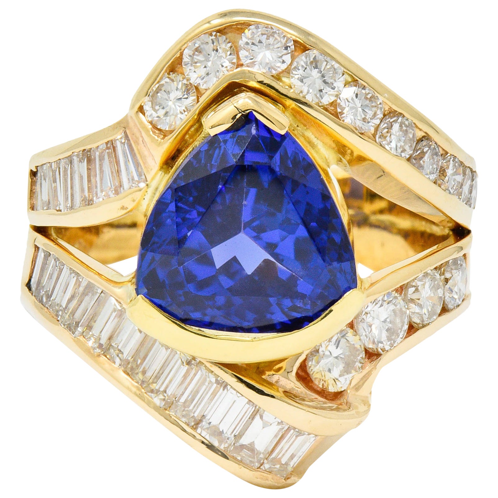 Certified 4 Carat 24 Count Diamond Statement Ring in 14 Karat Yellow ...