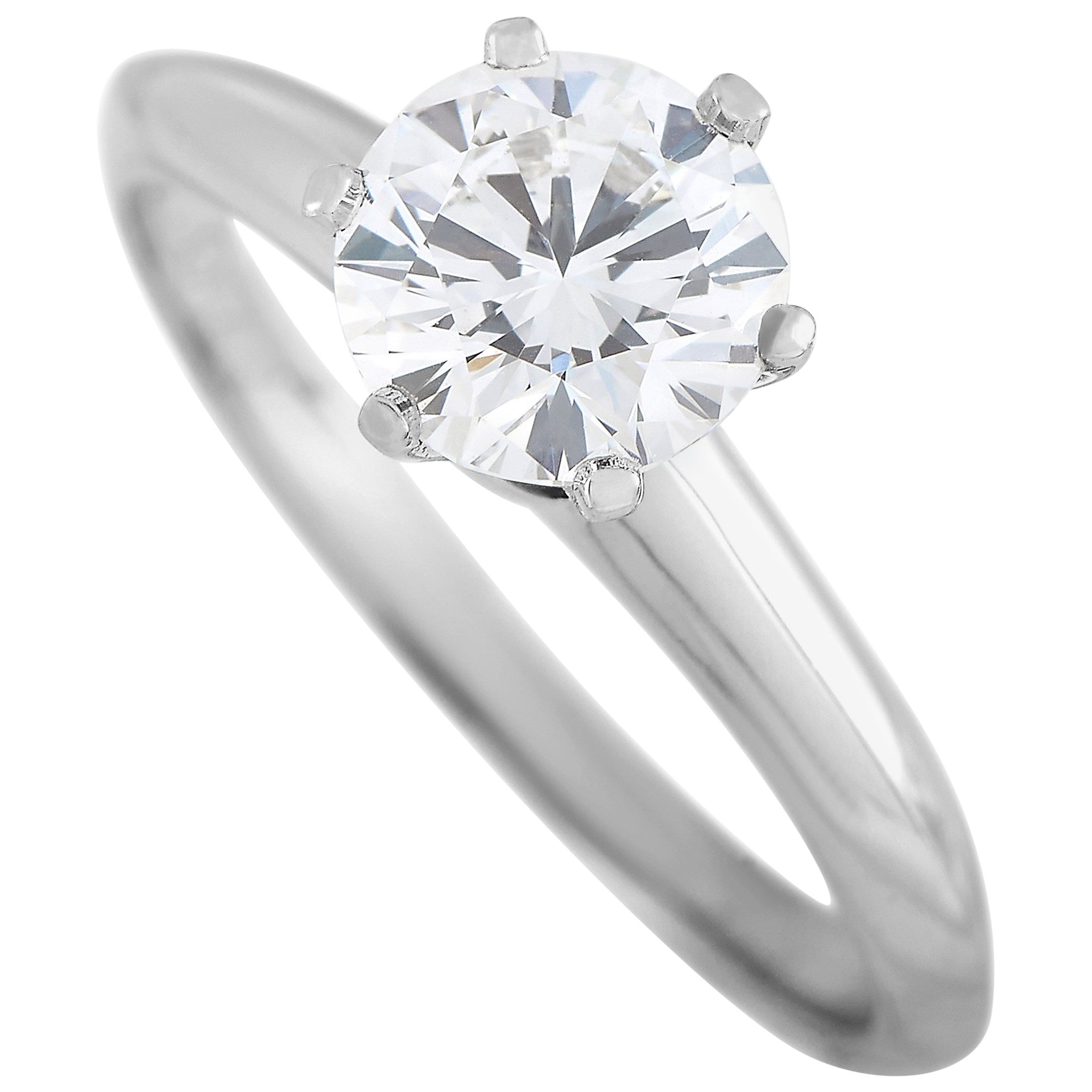 Tiffany and Co. Round Diamond Engagement Ring Solitaire 1.07 Carat F ...
