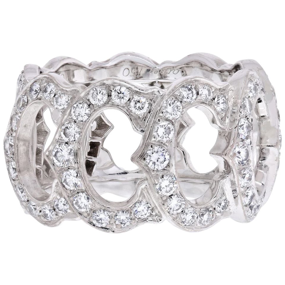 Cartier Double C de Cartier Diamond White Gold Ring at 1stDibs