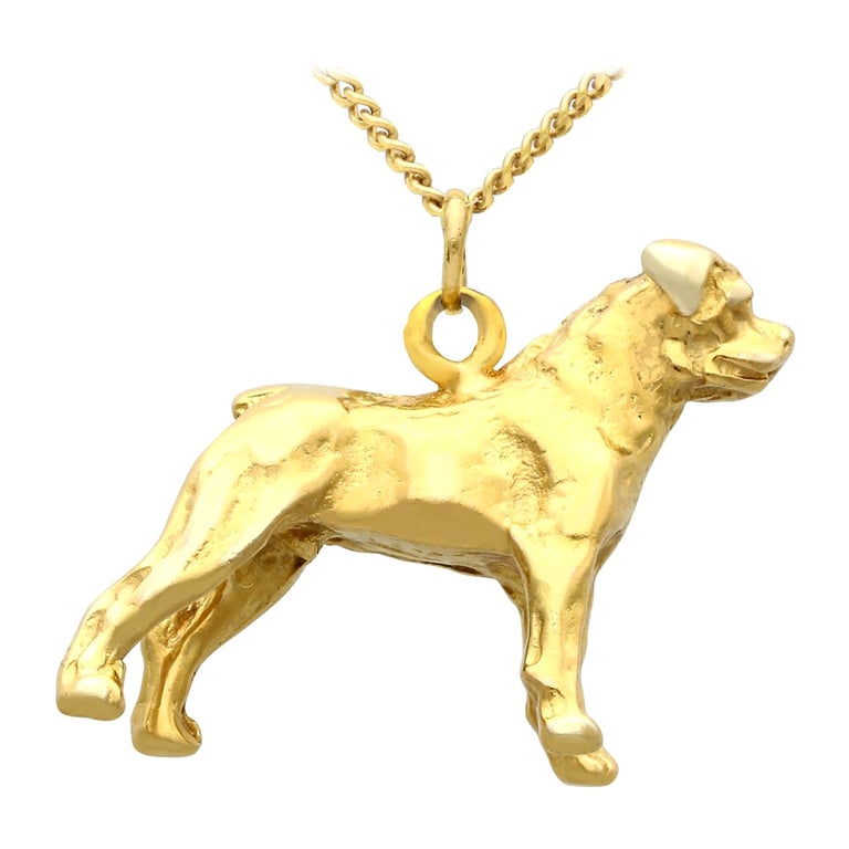 Vintage Yellow Gold Dog Charm / Pendant Vintage For Sale at 1stDibs
