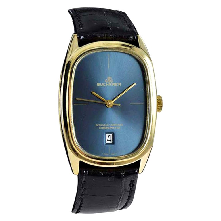 Very Rare Bucherer 18 Karat Yellow Gold Ring Watch at 1stDibs ...