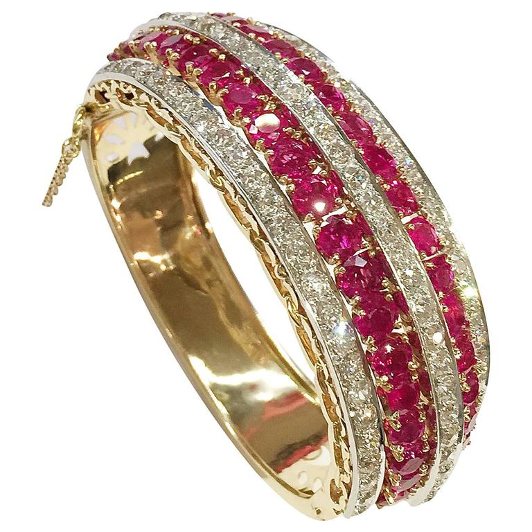 ruby diamond Cuff bracelet at 1stDibs