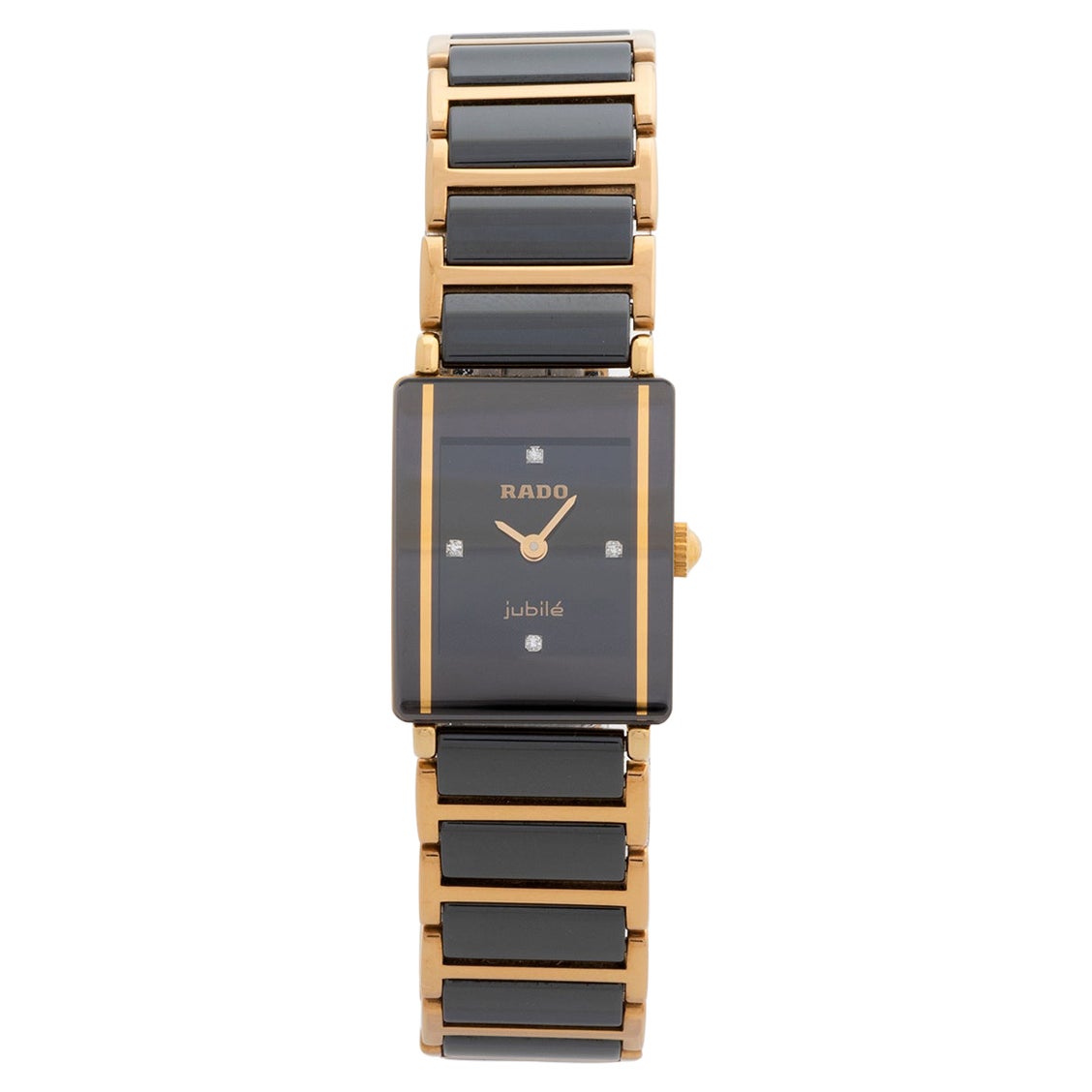 Ladies RADO DiaStar Gold-Plated Black Ceramic Swiss Quartz Watch 153.0283.3N at 1stDibs