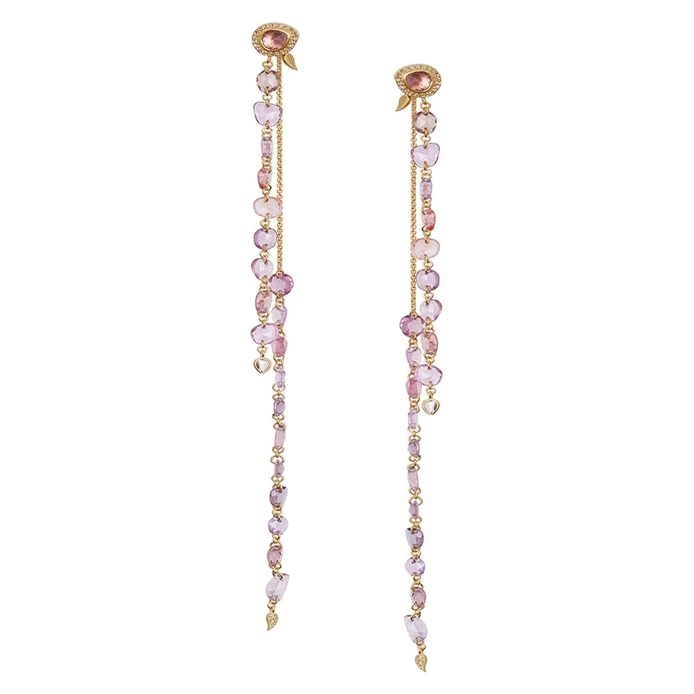 Mid Victorian Floral Diamond "Shoulder Duster" Earrings at 1stDibs