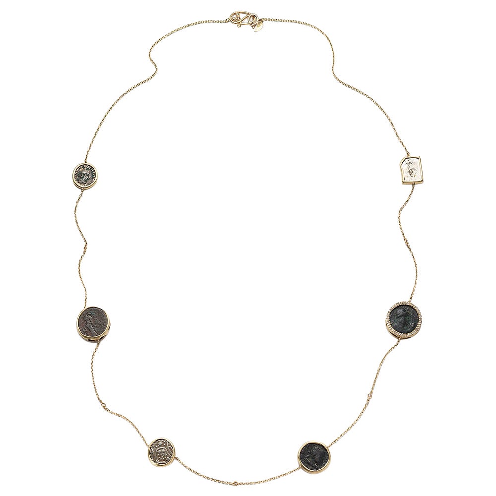 Vintage French Gold Checkered Game Charm Necklace at 1stDibs