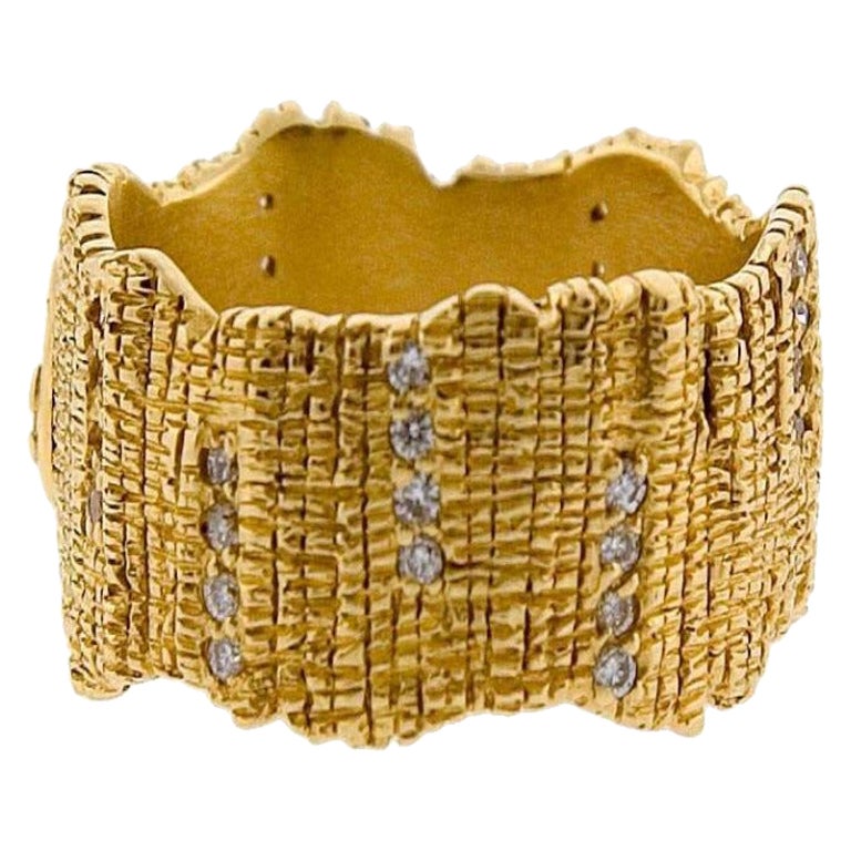 Yellow Gold Wire Band Ring with 0.26 Carat Brilliant Diamonds For Sale ...