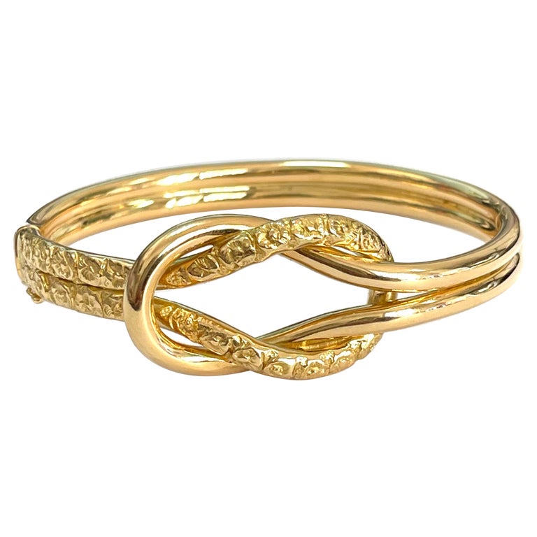 Double Knot Bangle Chiseled Yellow 18 Karat Gold at 1stDibs
