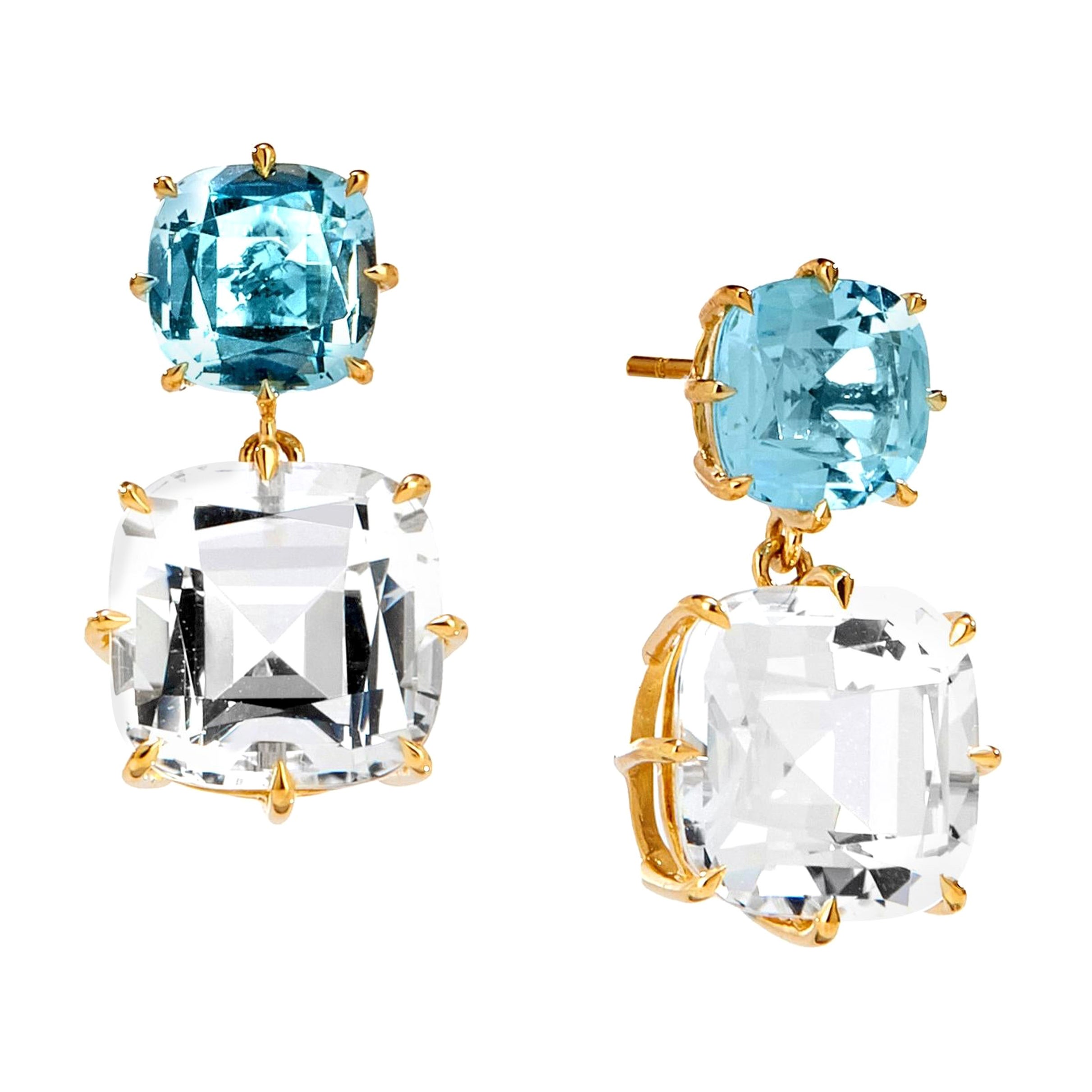 Antique Foil Backed Crystal and Gold Earrings at 1stDibs