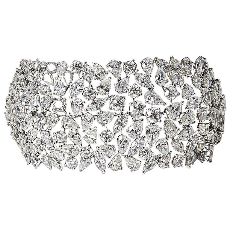 Incredible Multi Shape Wide Diamond Gold Bracelet For Sale at 1stDibs ...