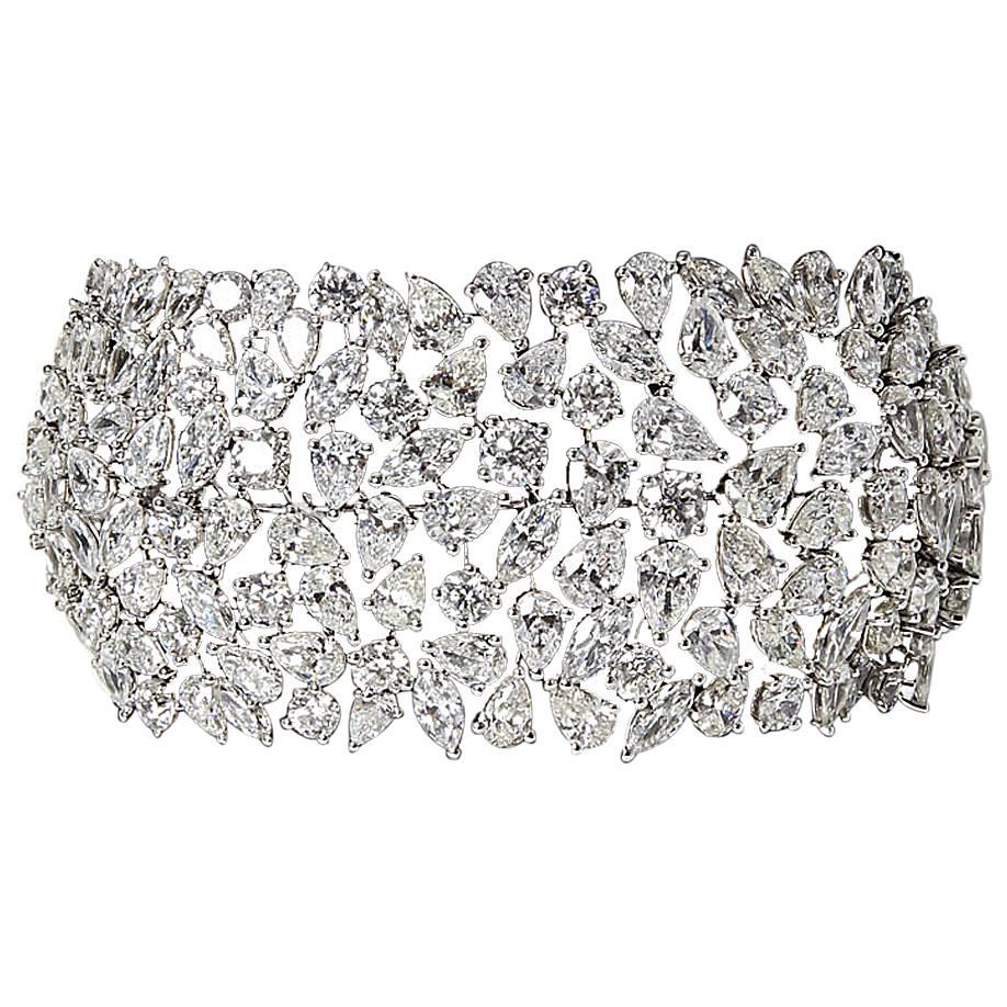 Incredible Multi Shape Wide Diamond Gold Bracelet For Sale at 1stDibs ...