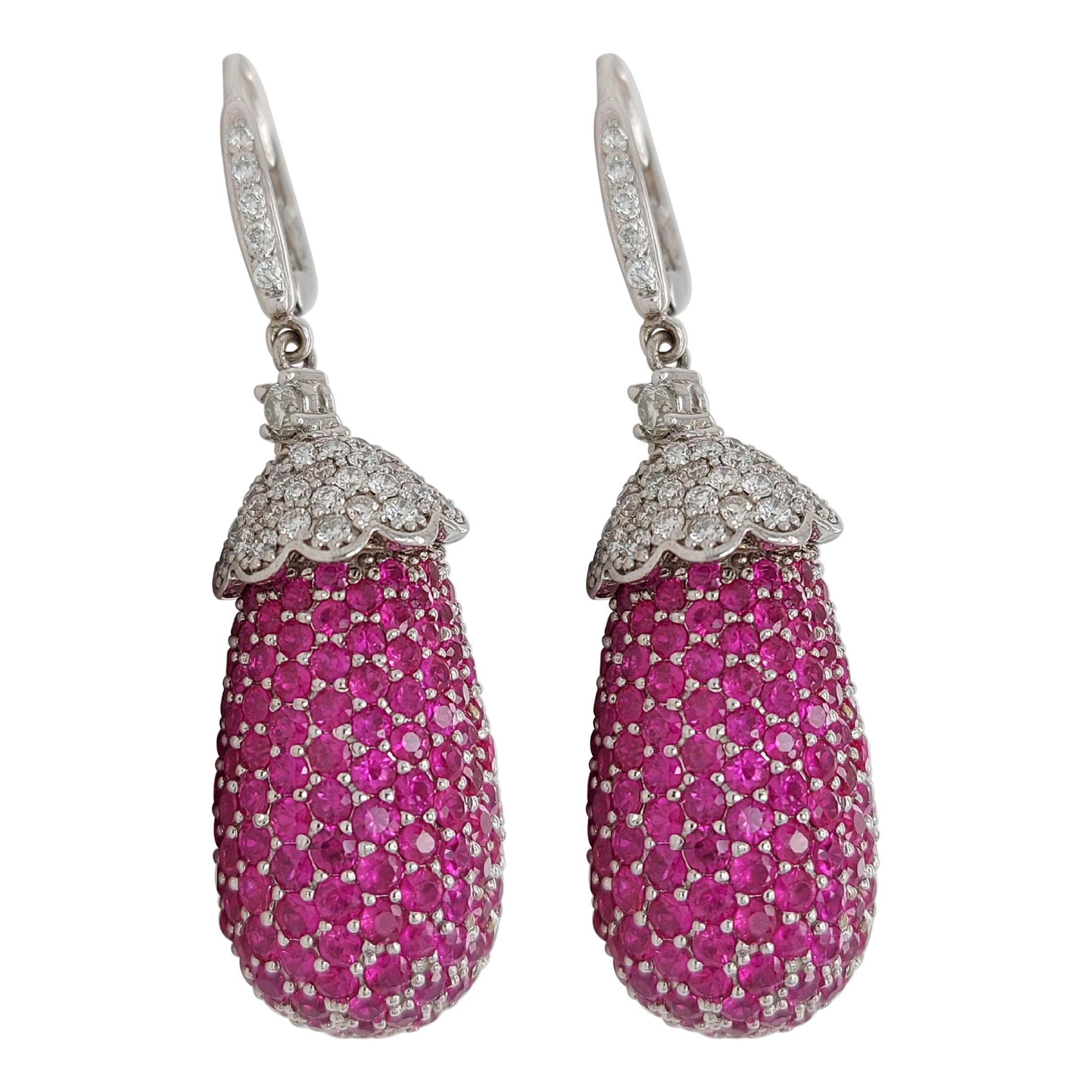 18Kt Gold and Ruby Briolette Earrings at 1stDibs