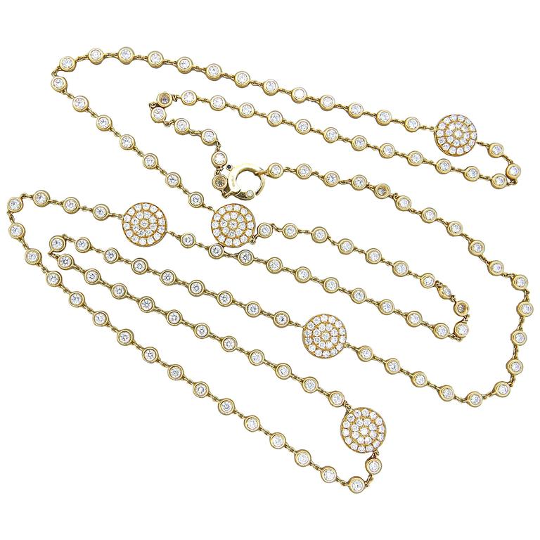 Impressive Crivelli Diamond Gold Station Long Necklace at 1stDibs ...