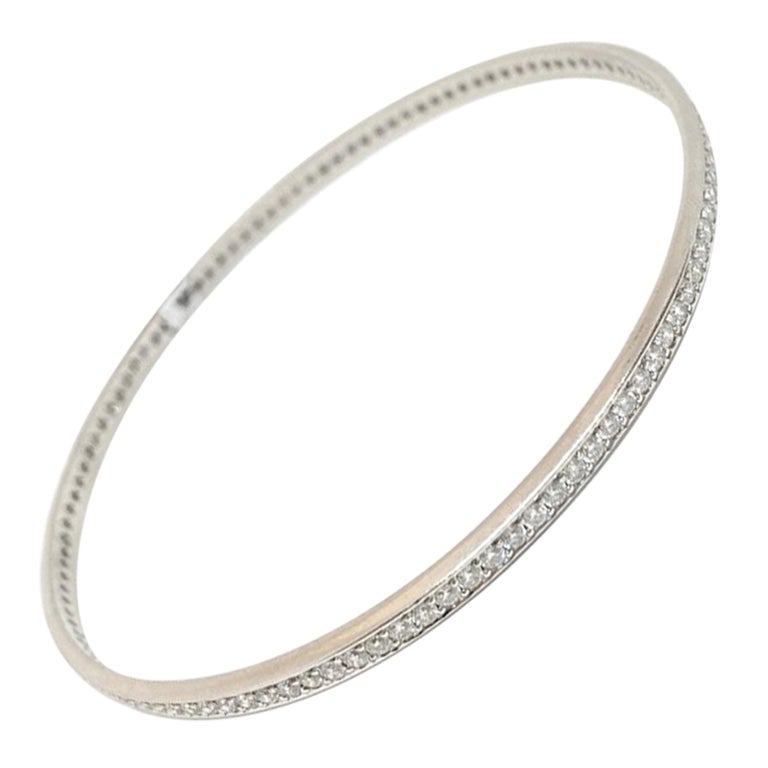 Pave Diamond Eternity Round Bangle Bracelet 18kw 2.38ctw For Sale at ...