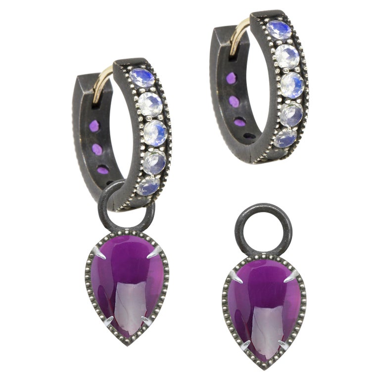 Vintage Lace Amethyst Silver Earring Charms For Sale at 1stDibs