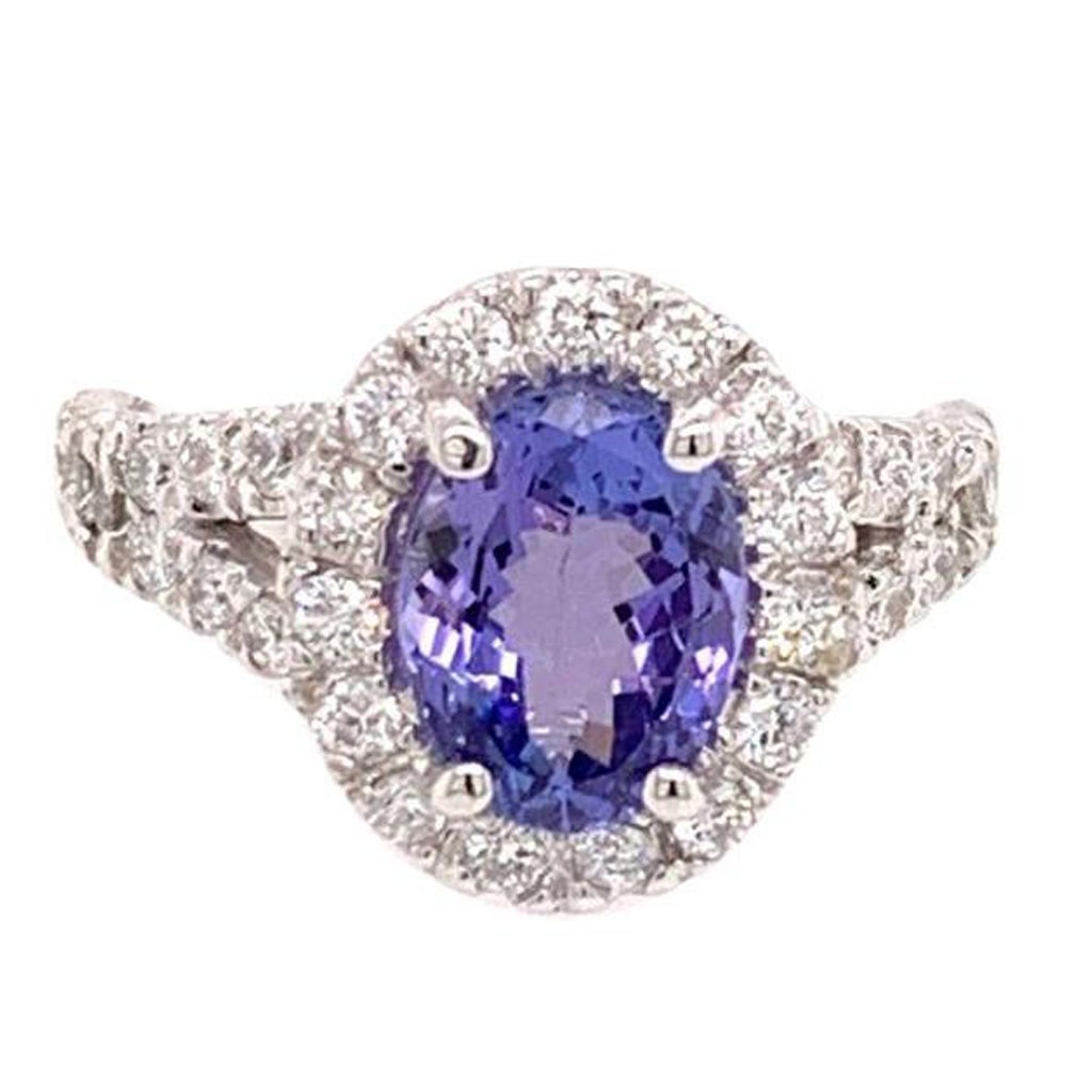 2.65 Carat Emerald Cut Tanzanite Diamond 14 Karat White Gold Engagement ...