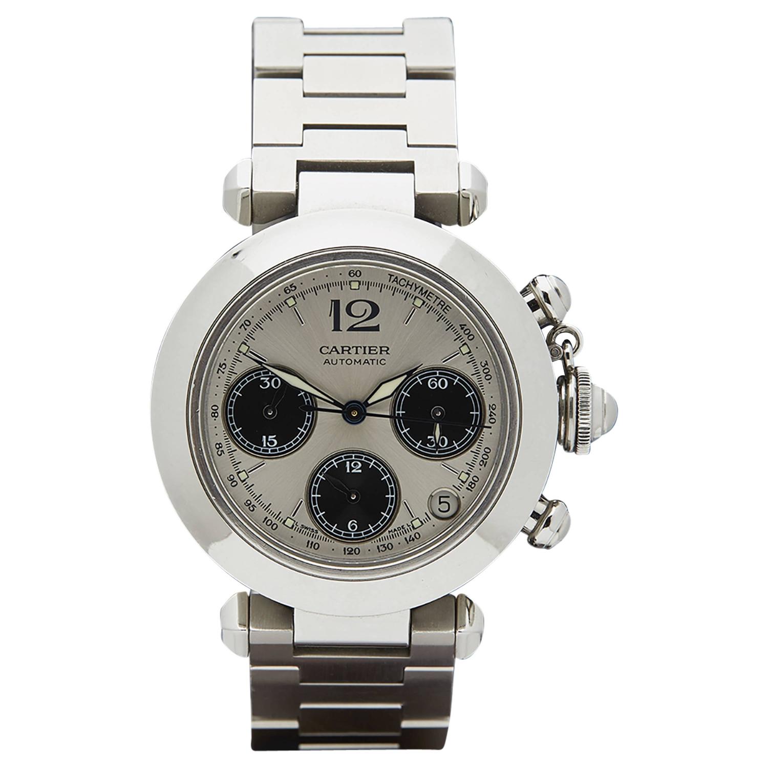 2002 Cartier Stainless Steel Pasha Chronograph Unisex Watch 2412 at 1stdibs