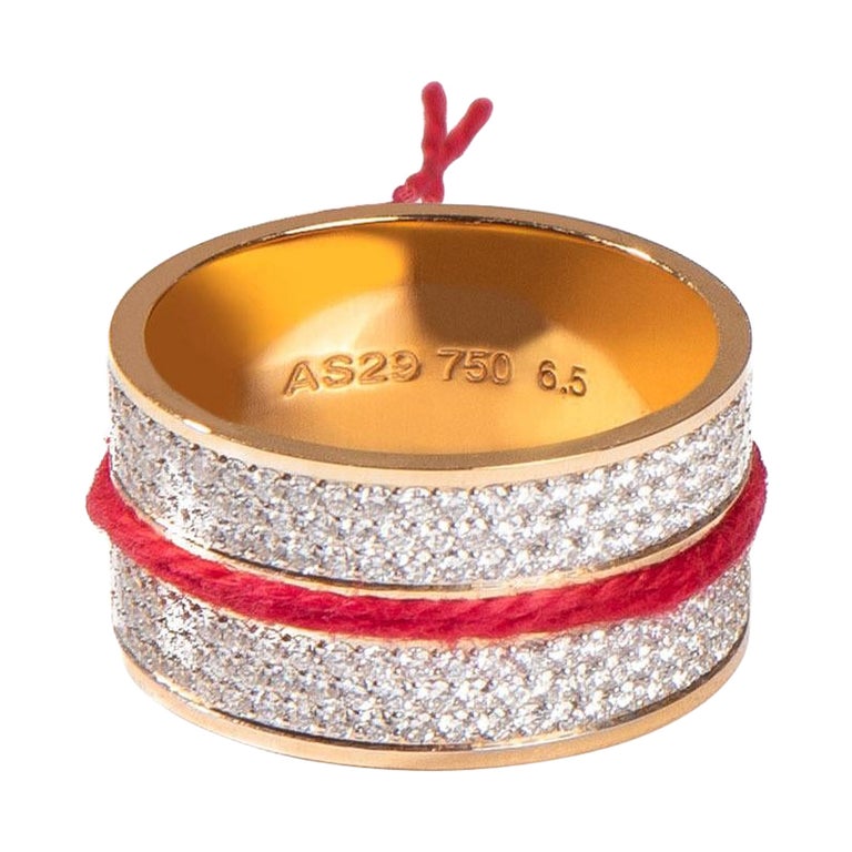 Red String Double Ring in 18K Yellow Gold For Sale at 1stDibs
