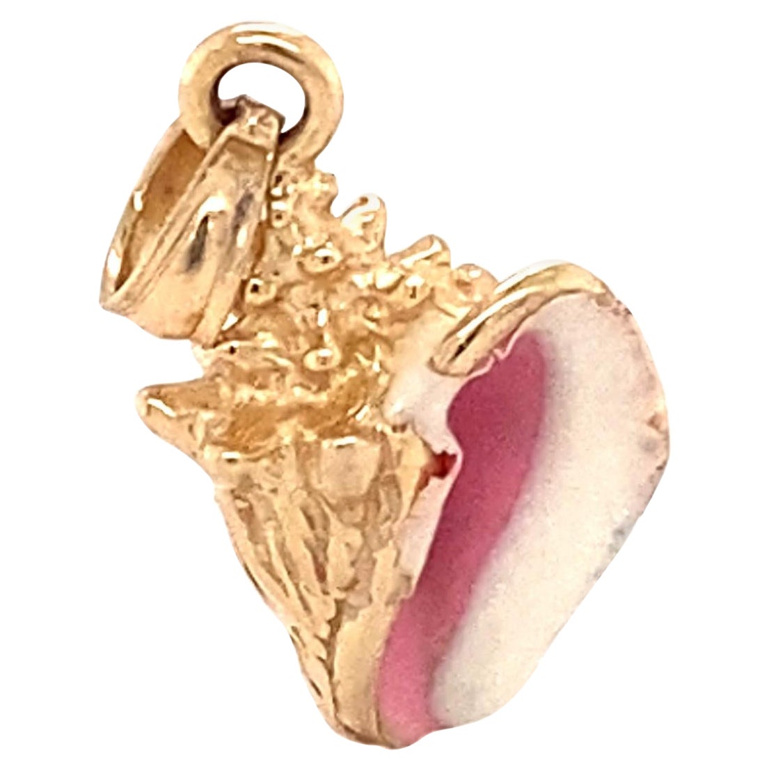 Peter Costello 14 Karat Gold Ceramic Enamel Queen Conch Shell Nautical ...