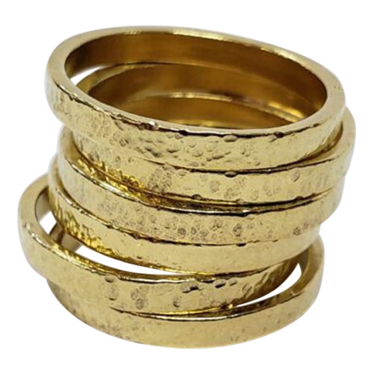 22k Gold Hammered Thick Stacking Rings For Sale at 1stDibs
