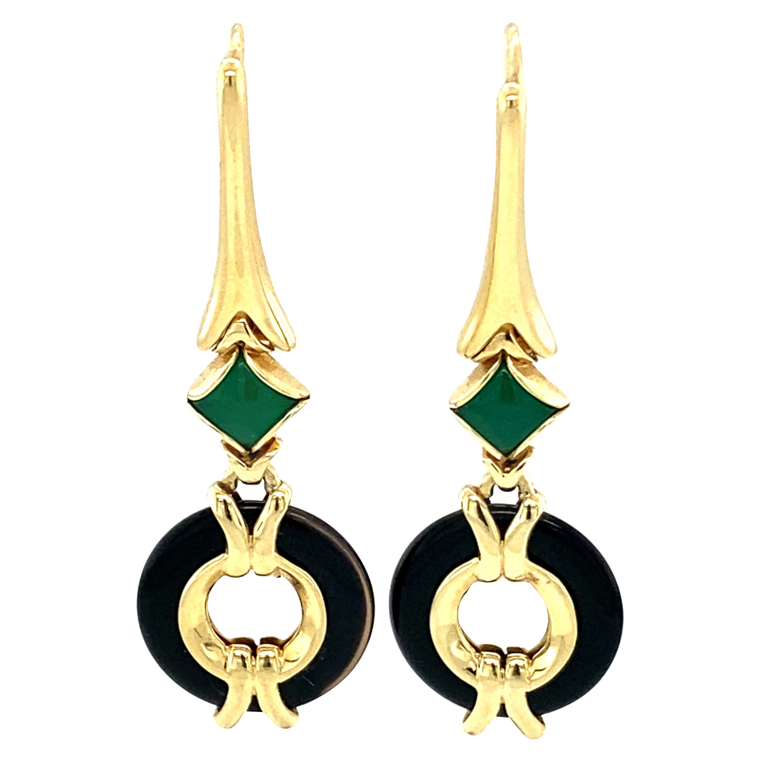 Pear Shaped Black Onyx 14 Karat Yellow Gold Earrings Peter Brams ...