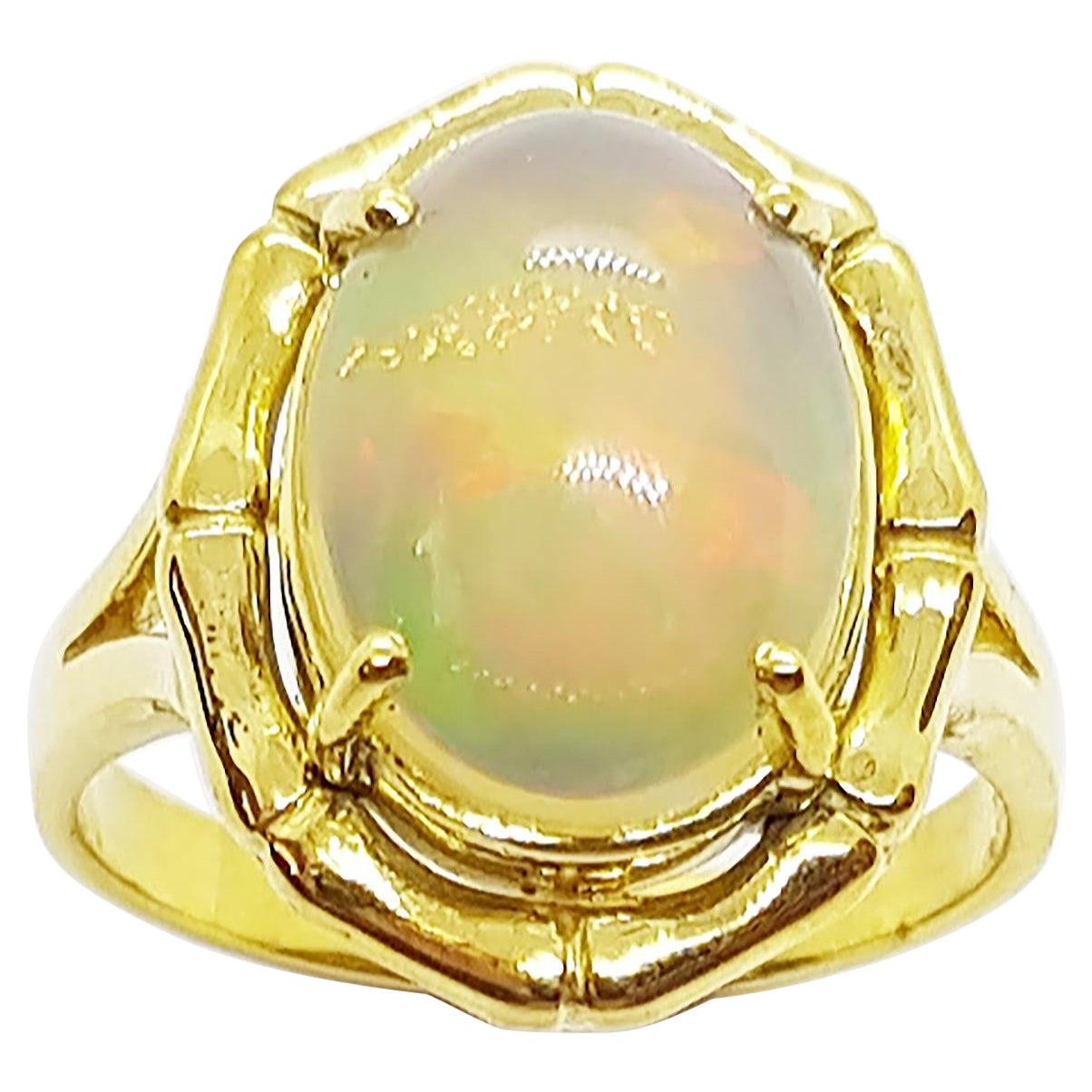 Fire Opal With Diamond Ring Set In 18 Karat Gold Settings For Sale At fire-opal-with-diamond-ring-set-in-18-karat-gold-settings-for-sale-at