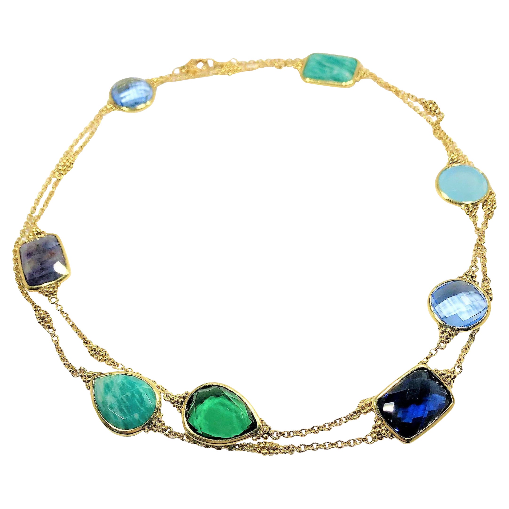 Judith Ripka Silver and Gold Twisted Link Chain Necklace with Diamond ...