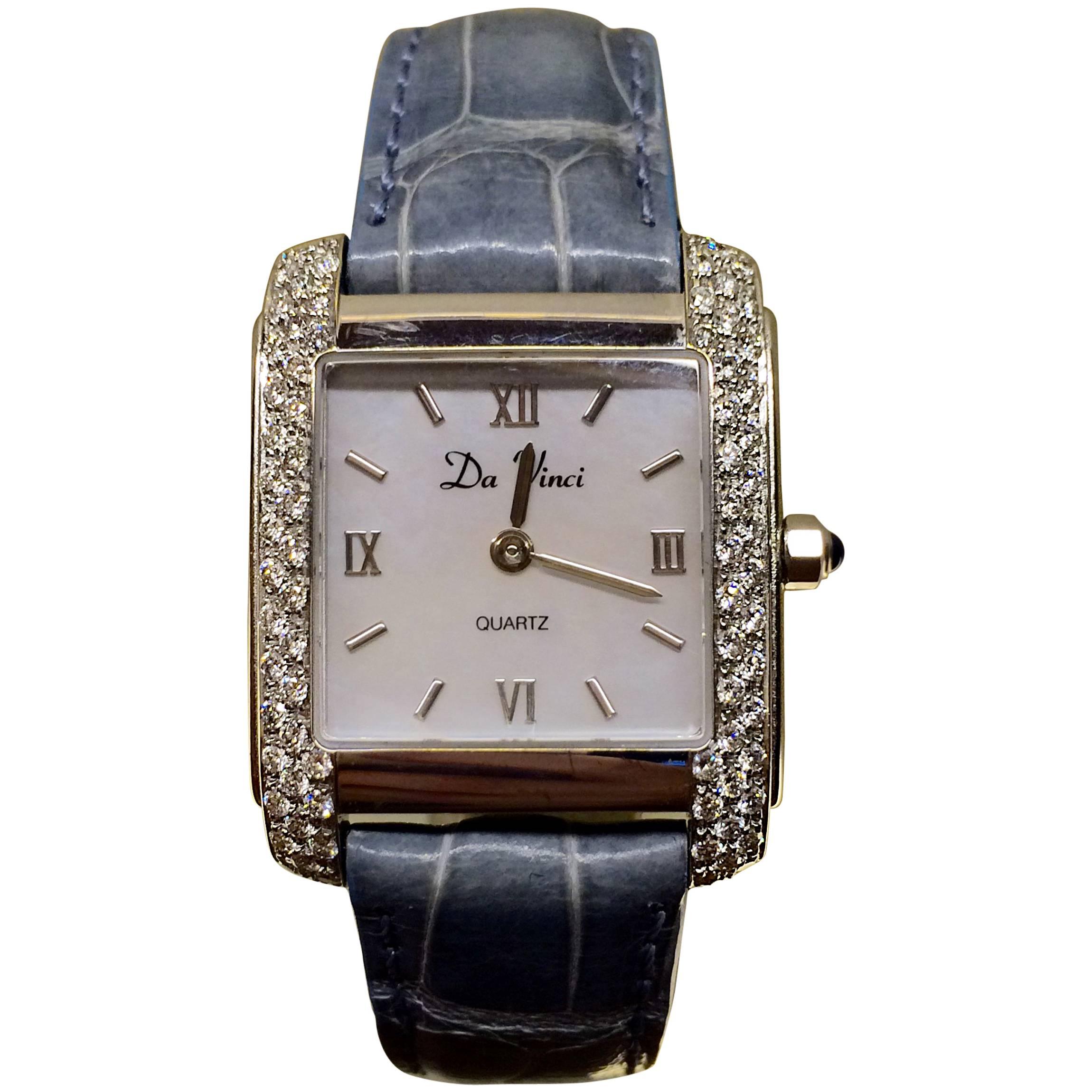 Da Vinci Ladies Yellow Gold Diamond Quartz Wristwatch For Sale at ...