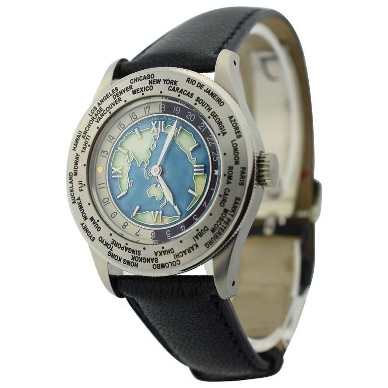 Shellman Silver Plate World time Minute Repeater Quartz Wristwatch at ...